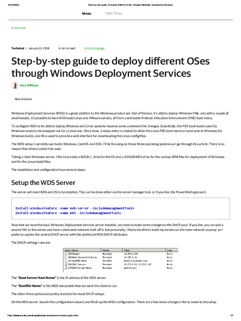 WDS OS Deployment Guide | PDF | Microsoft Windows | Computing Platforms
