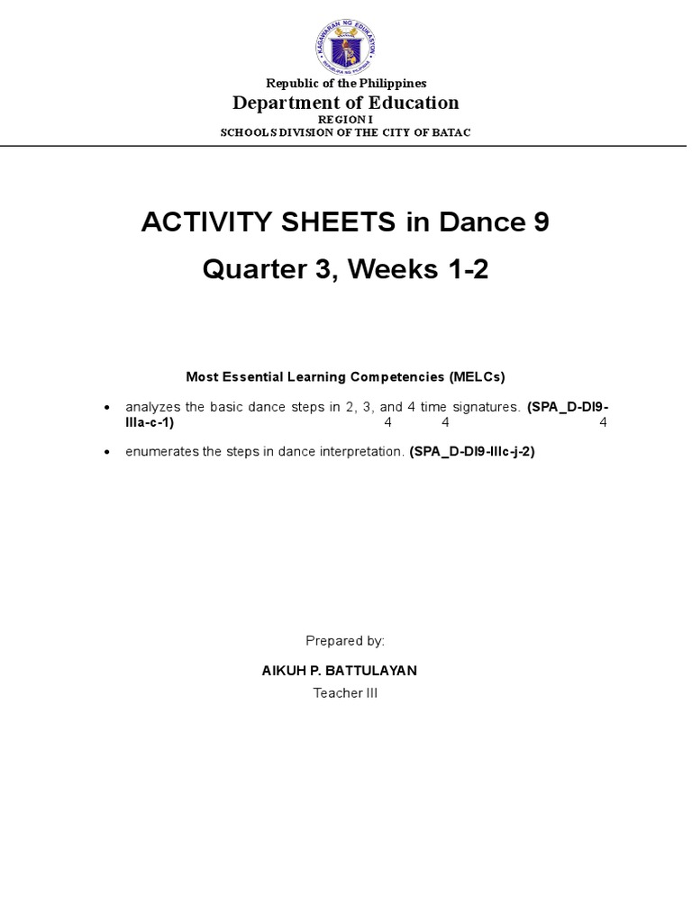 Dance 9 q3 Las Week 1 2 No Ka | PDF | Dances | Rhythm