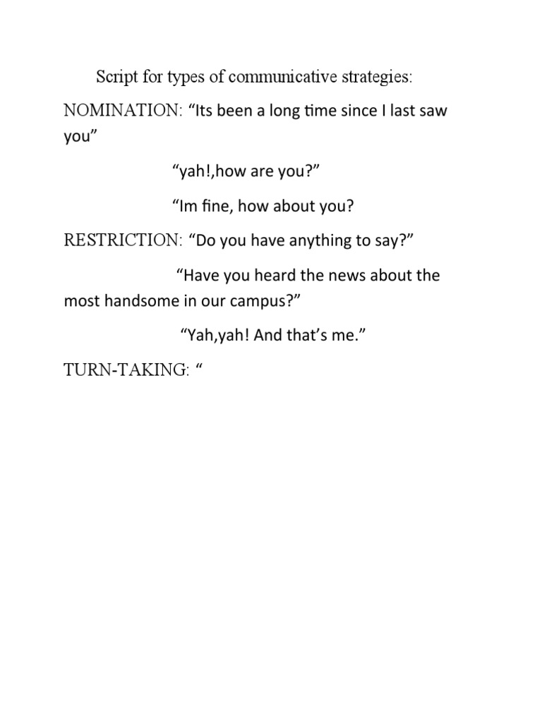 Communicative Strategies Script | PDF