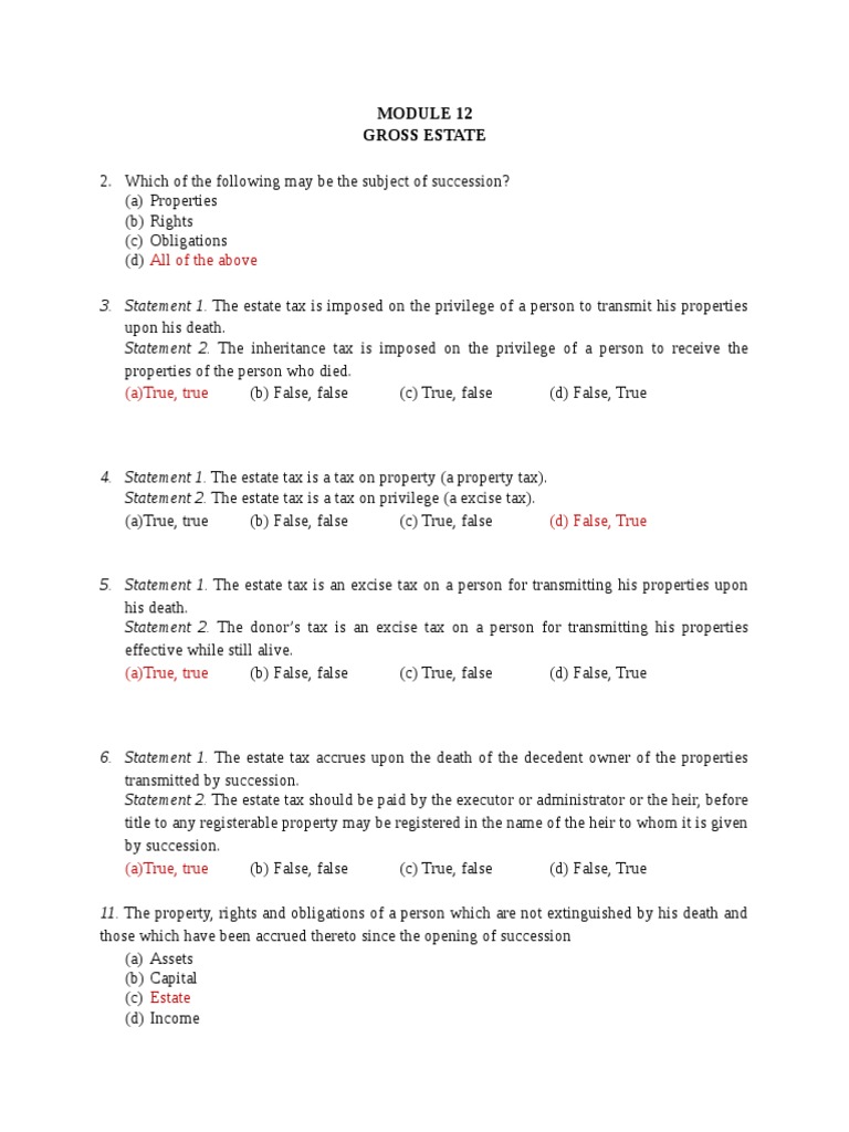 Module12 Gross Estate | PDF | Estate Tax In The United States | Inheritance