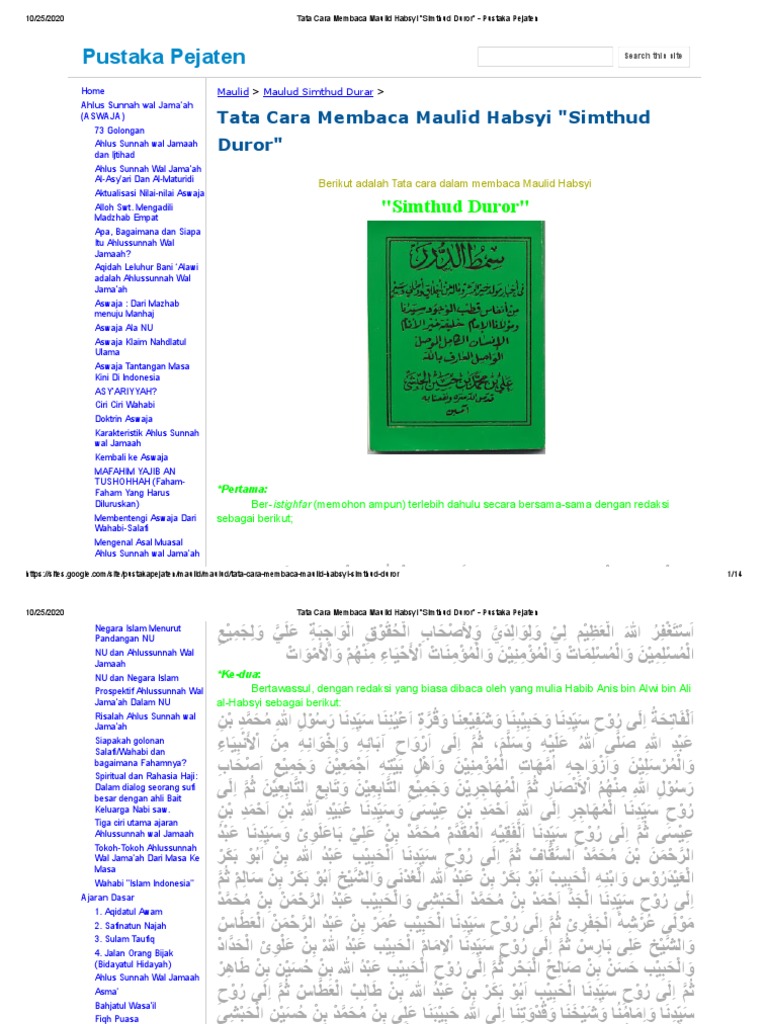 Tata Cara Membaca Maulid Simthud Duror | PDF