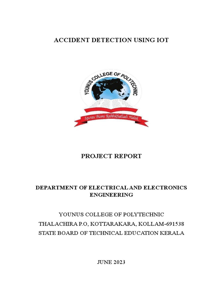 Accident Detection Using IOT Project Report Final | PDF | Electric ...