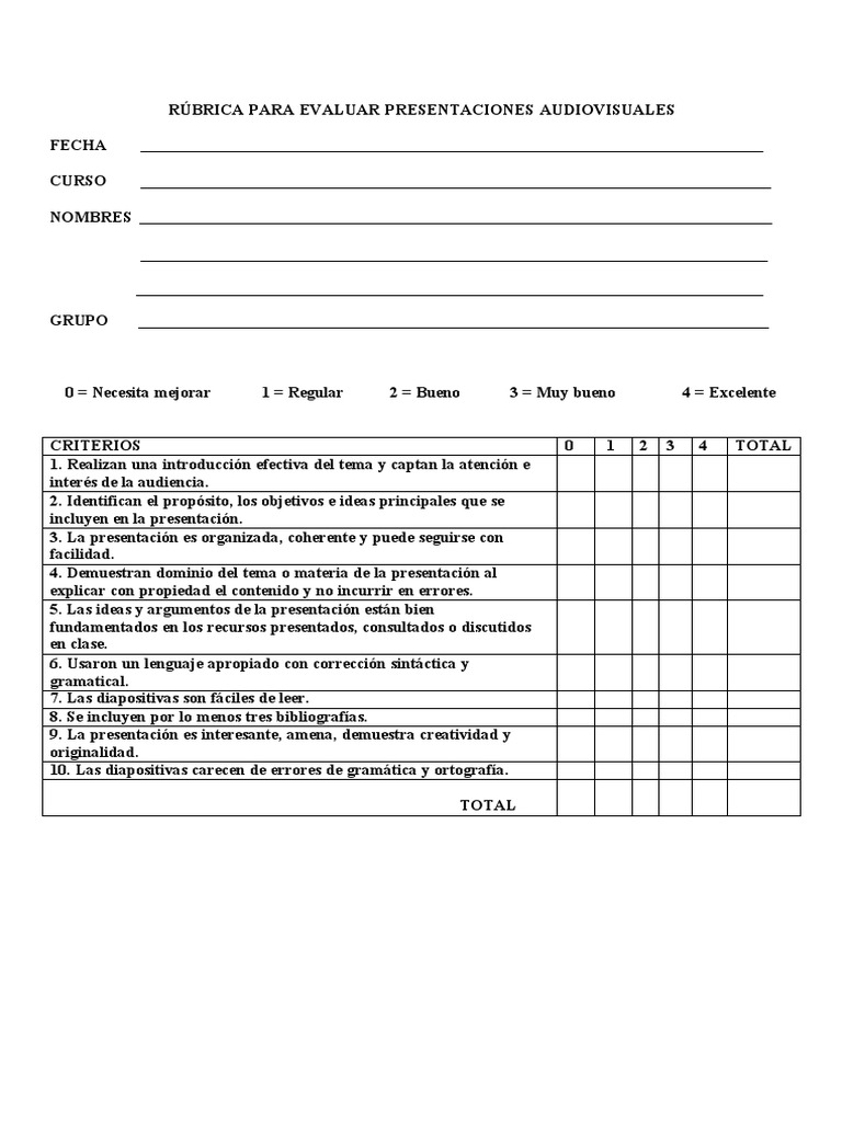 R Brica para Evaluar Presentaciones Audiovisuales | PDF