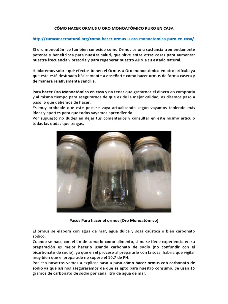 Cómo Hacer Ormus | PDF | Carbonato de sodio | Agua