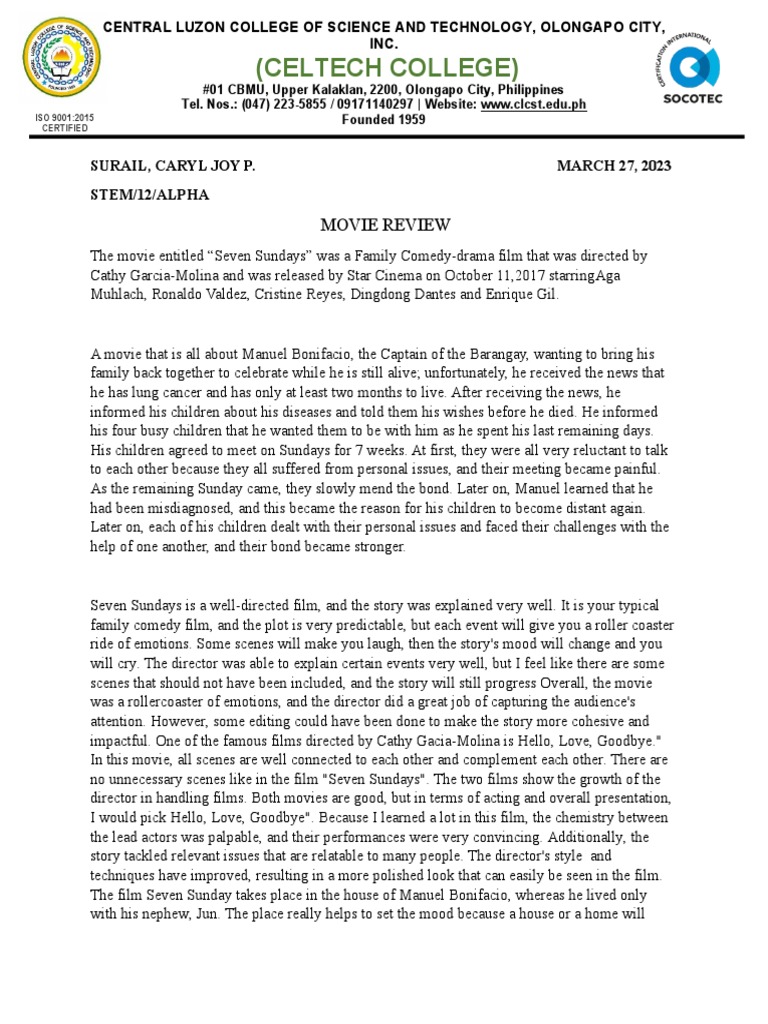 Movie Review English Final | PDF | Emotions