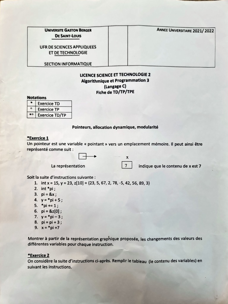 Exercices Algo 3 | PDF | Pointeur (programmation) | Génie logiciel