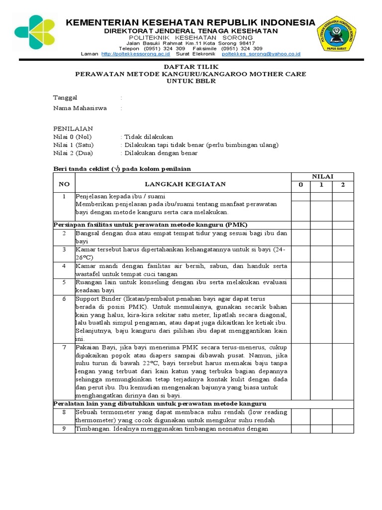 Daftar Tilik KMC | PDF