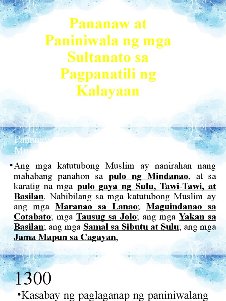 Pananaw at Paniniwala NG Mga Sultanato Sa Pagpanatili (Autosaved) | PDF
