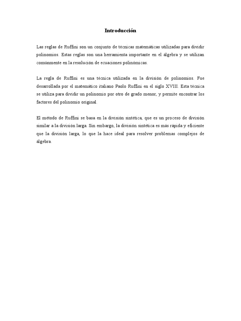Guía sobre la regla de Ruffini | PDF | División (Matemáticas) | Ciencia ...