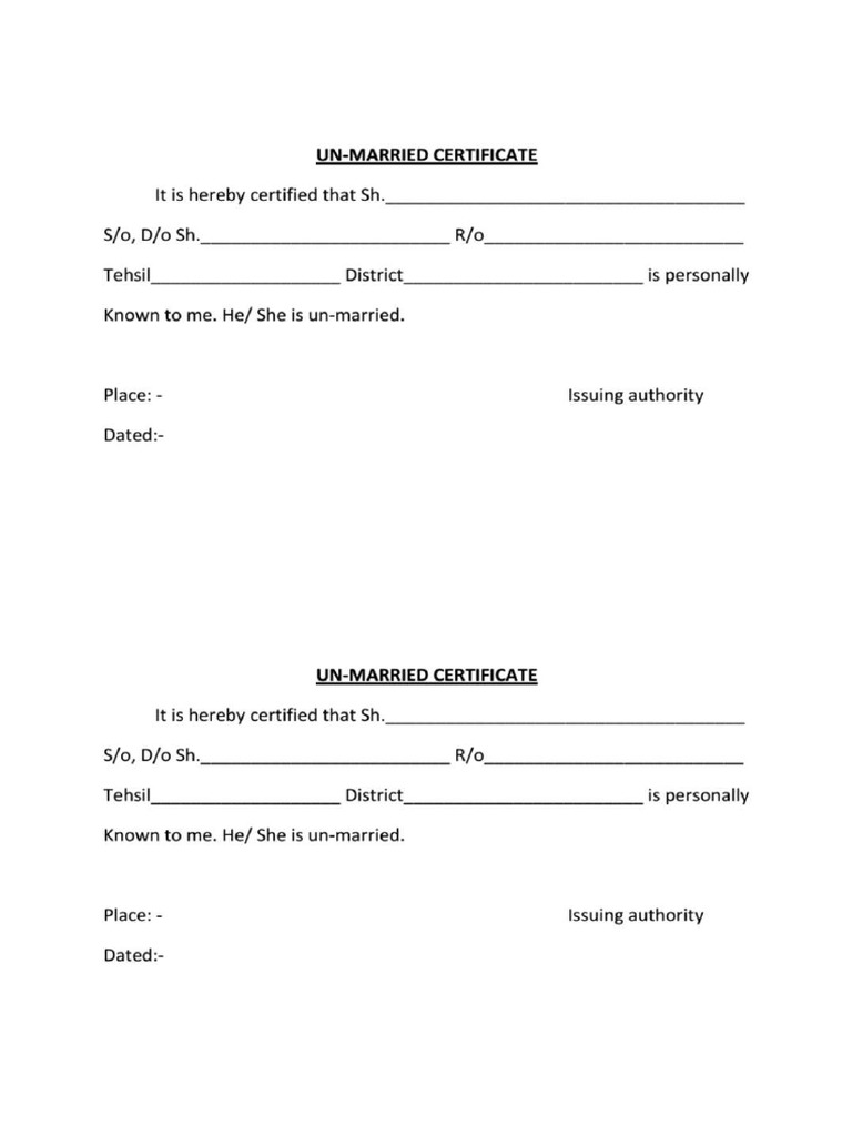 Unmarried Certificate PDF Download | PDF