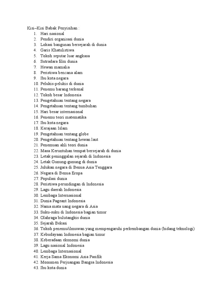 Kisi-Kisi Babak Penyisihan LCC 2023 | PDF