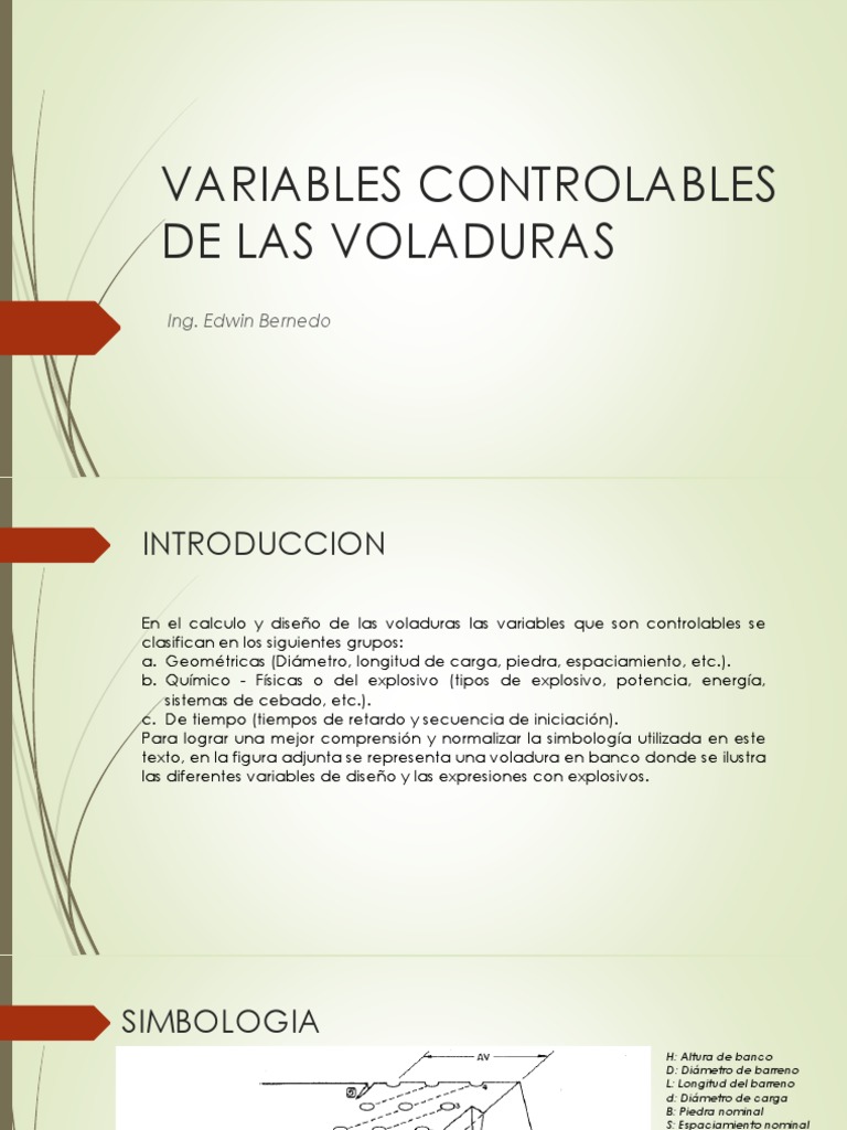 Variables Controlables de Las Voladuras | PDF