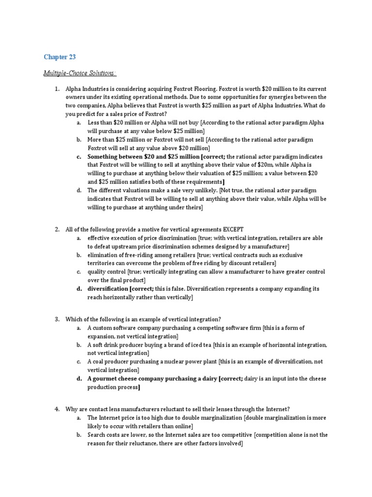 Multiple Choice Chapter 23 | PDF | Retail | Competition Law