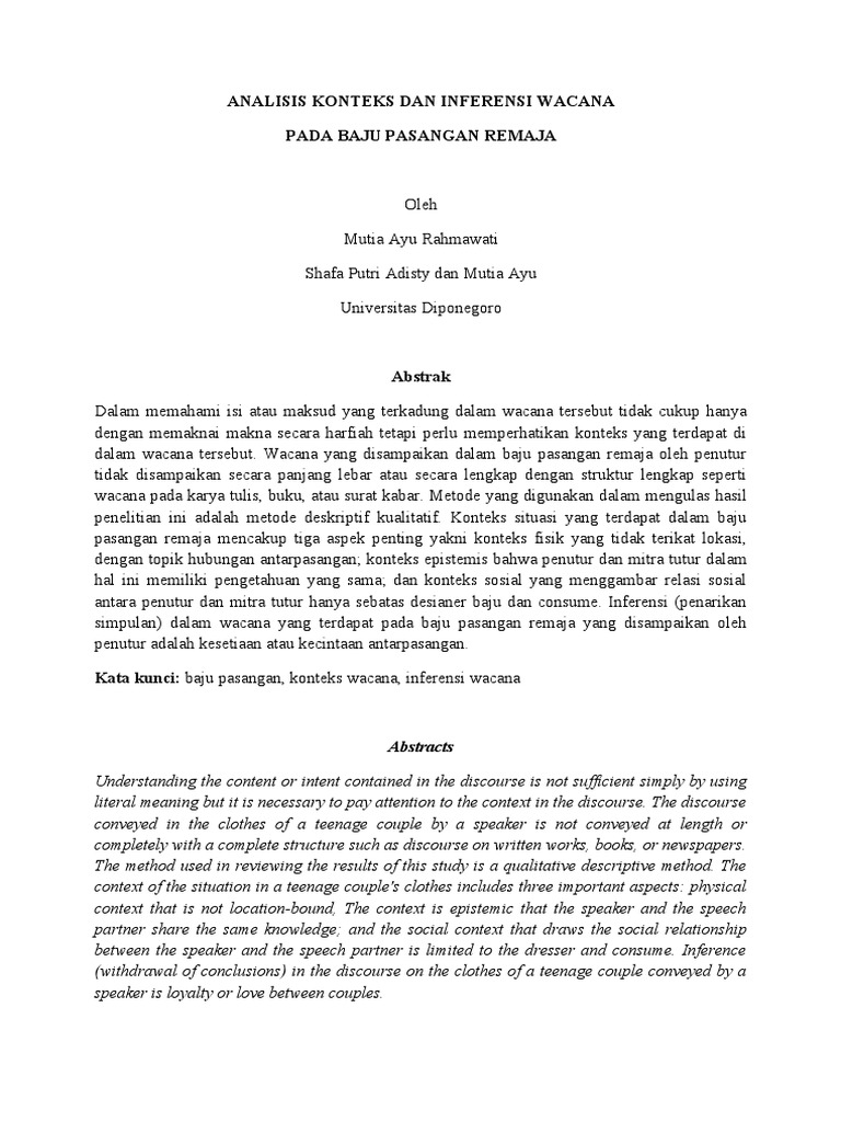 Analisis Konteks Dan Inferensi Wacana | PDF