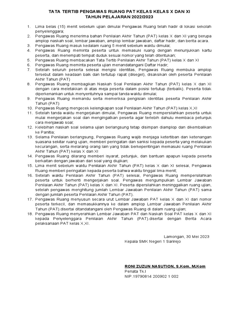 Tata Tertib PAT 2023 | PDF