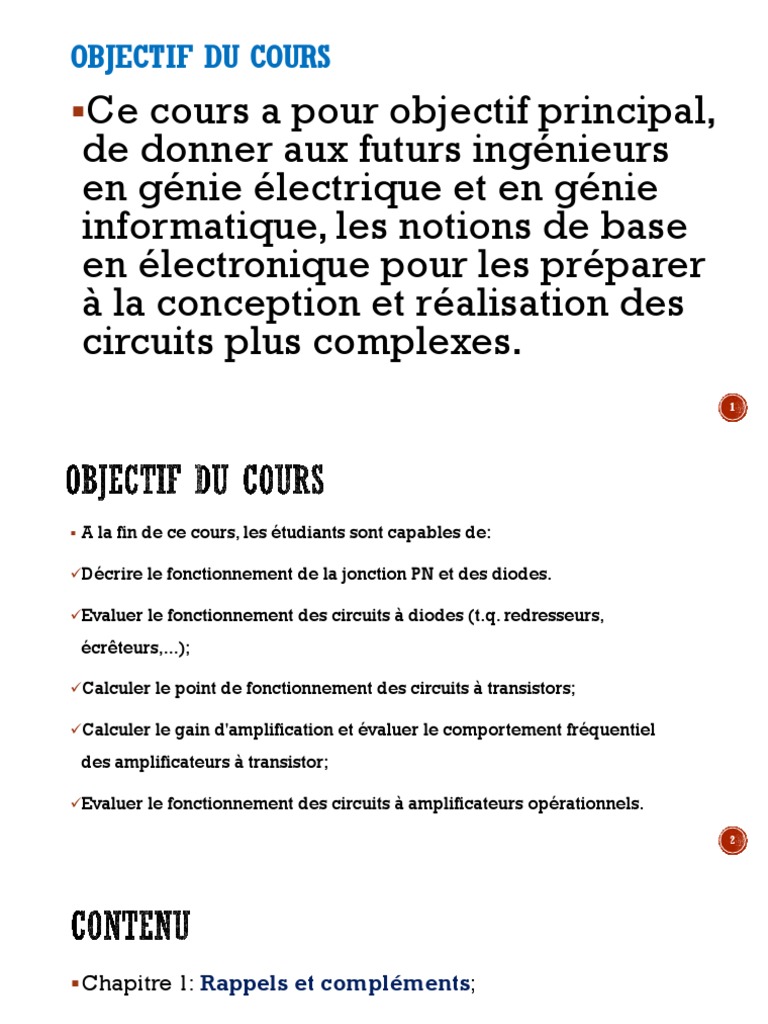Cours D'electronique Generale Suite | PDF
