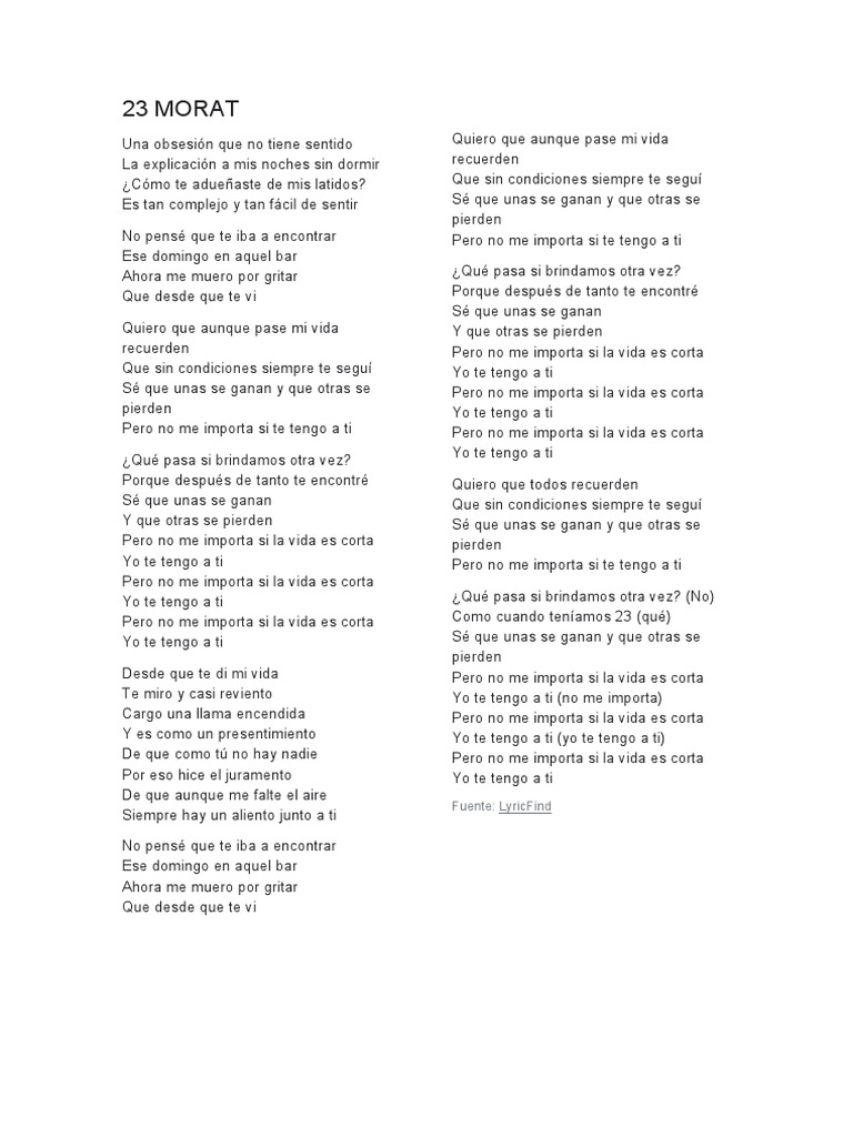 23 Morat Letra | PDF