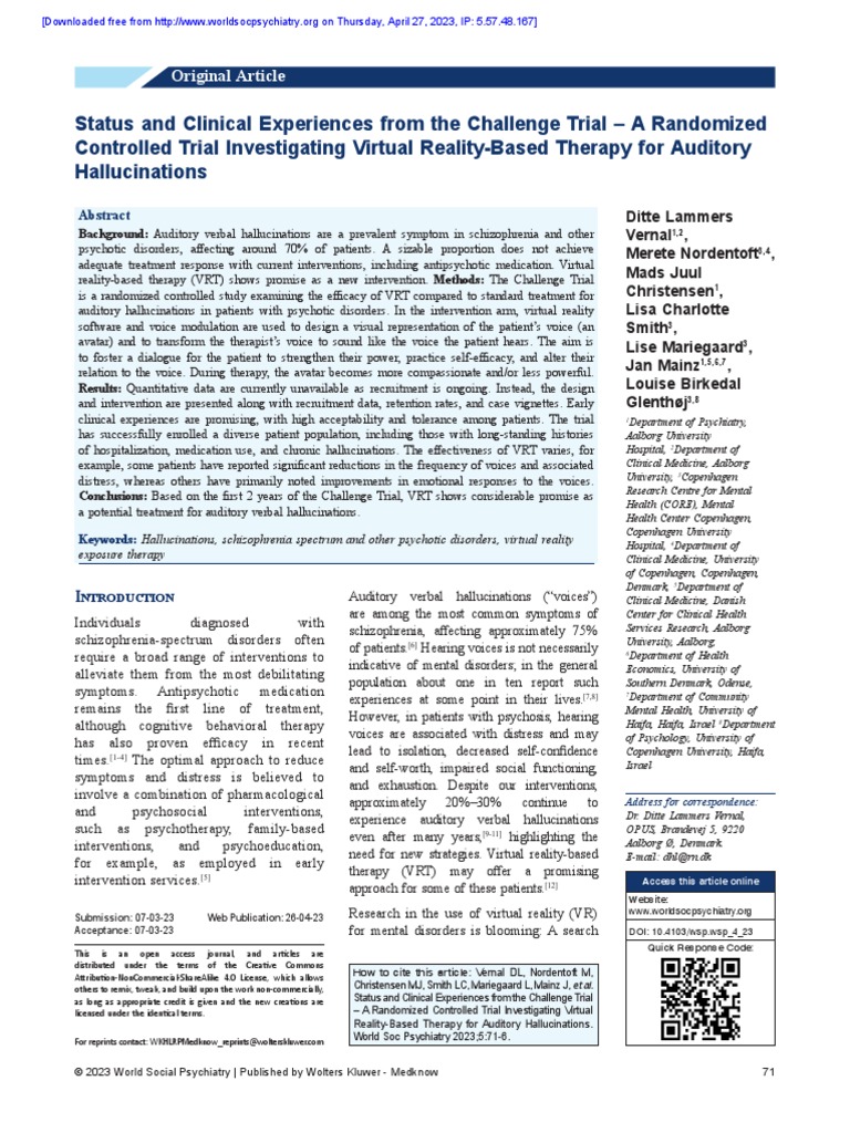 Status and Clinical Experiences From The Challenge Trial - A Randomized Controlled Trial ...