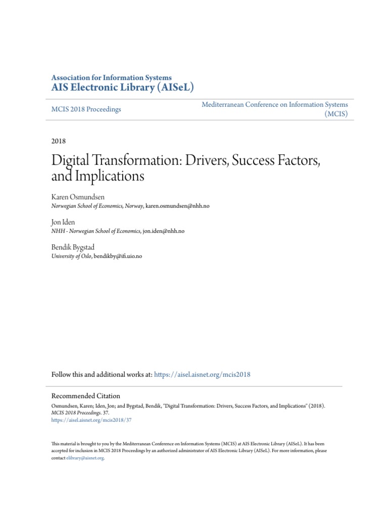 Digital Transformation - Drivers Success Factors and Implication | PDF | Strategic Management ...