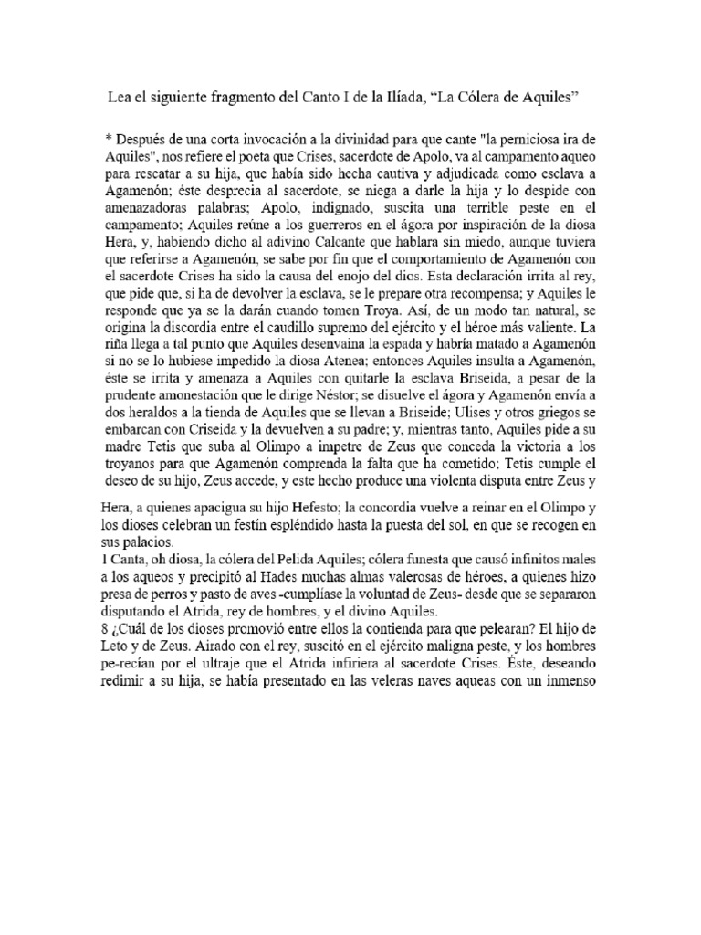 cólera de Aquiles | PDF
