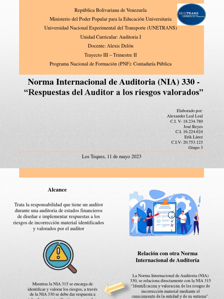 Presentación NIA 330 - Grupo 3 | PDF | Auditoría | Business