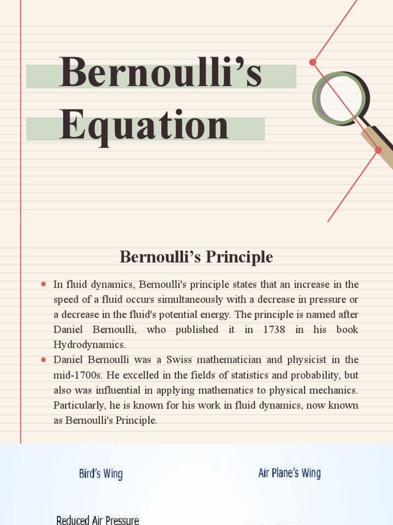 Bernoullis-Equation PT | PDF | Fluid Dynamics | Chemical Engineering