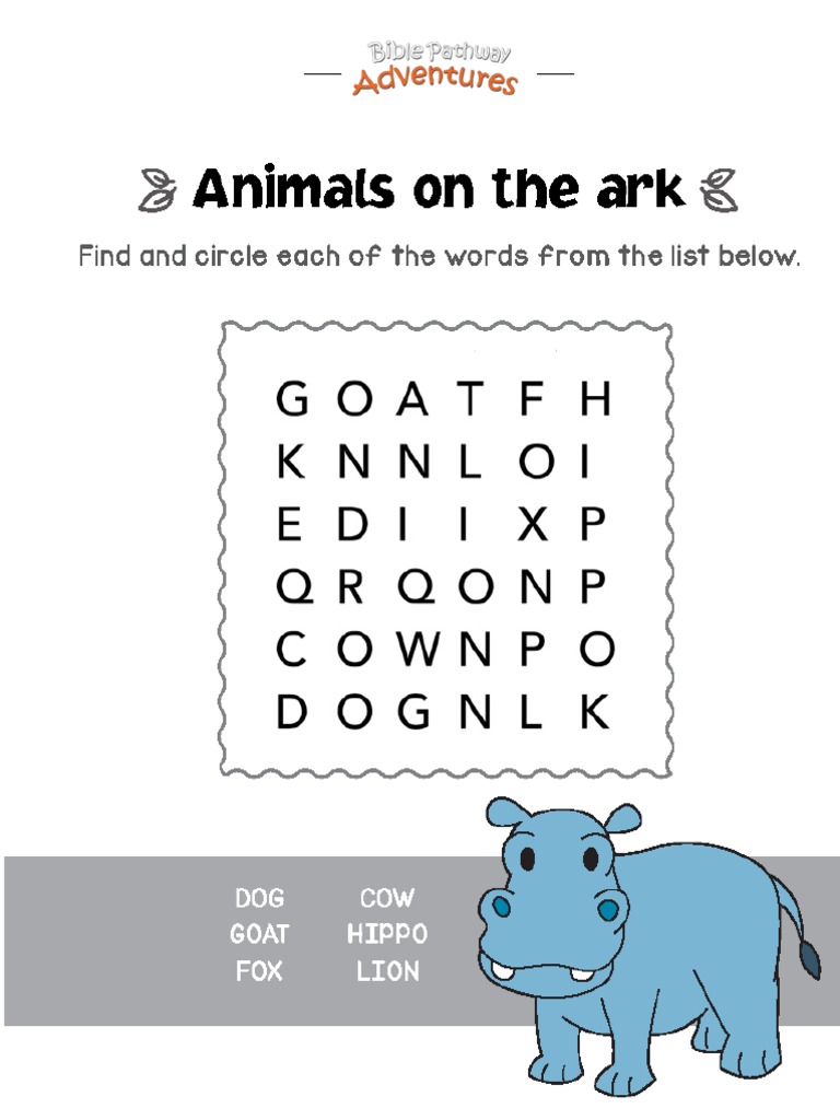 Noah's Ark Word Search | PDF Noah's Ark Word Search | PDF