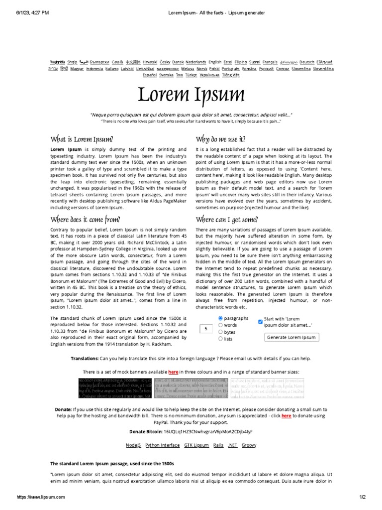 Lorem Ipsum - All The Facts - Lipsum Generator | PDF