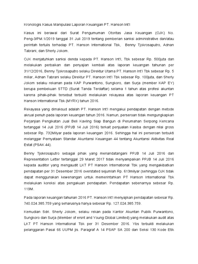 Kronologis Kasus Hanson | PDF