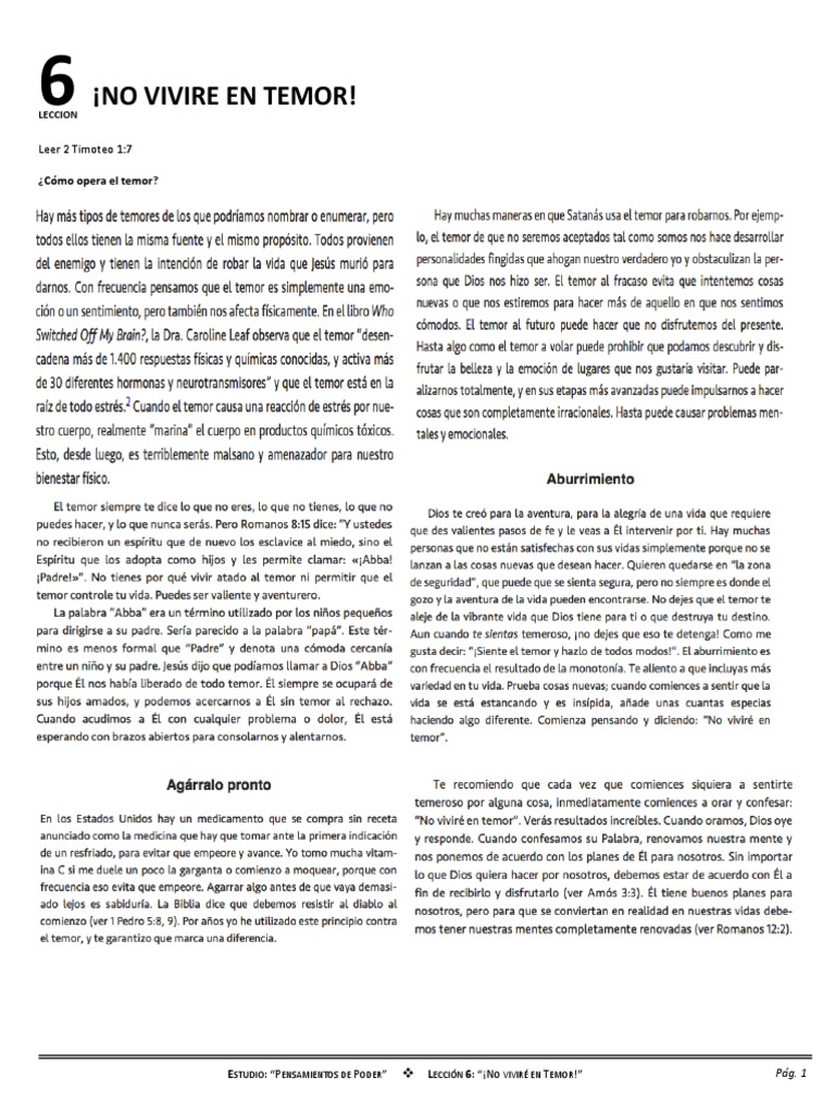 No Vivire en Temor | PDF