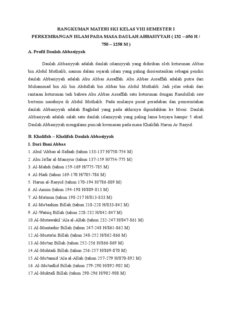 Rangkuman Materi Ski Kelas Viii Semester I | PDF