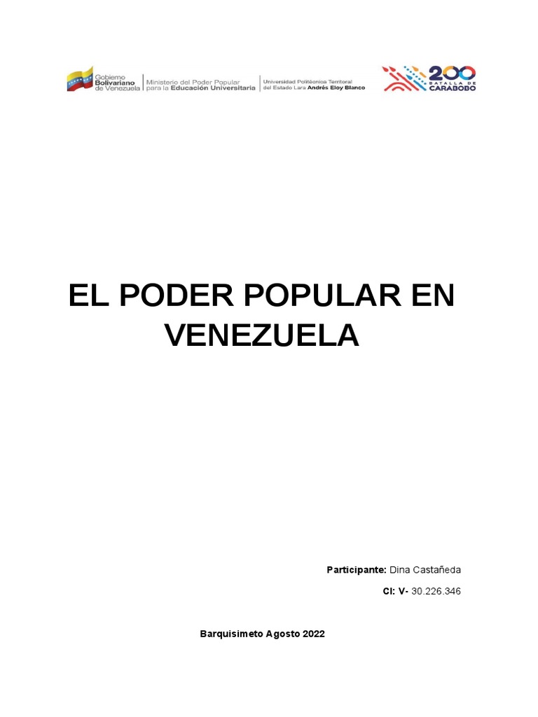 Poder Popular en Venezuela Ensayo | PDF