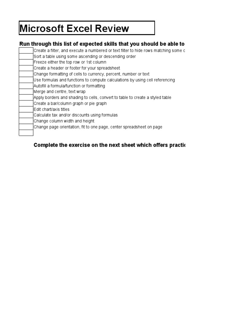 Microsoft Excel Review | PDF