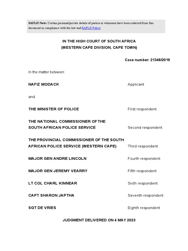 Nafiz Modack and Several Police Court Judgment 04.05.2023 | Download ...