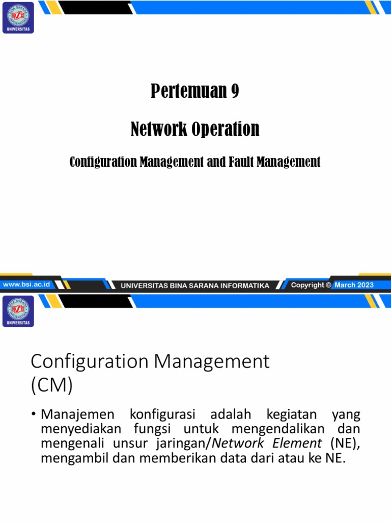 Pertemuan 9 Network Operation: Configuration Management and Fault ...