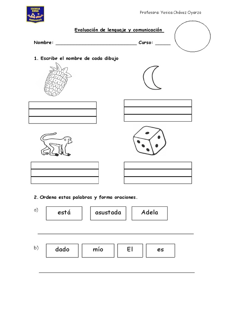 Evaluación de Lenguaje y Comunicación CONSONANTE D, N Y Ñ | PDF