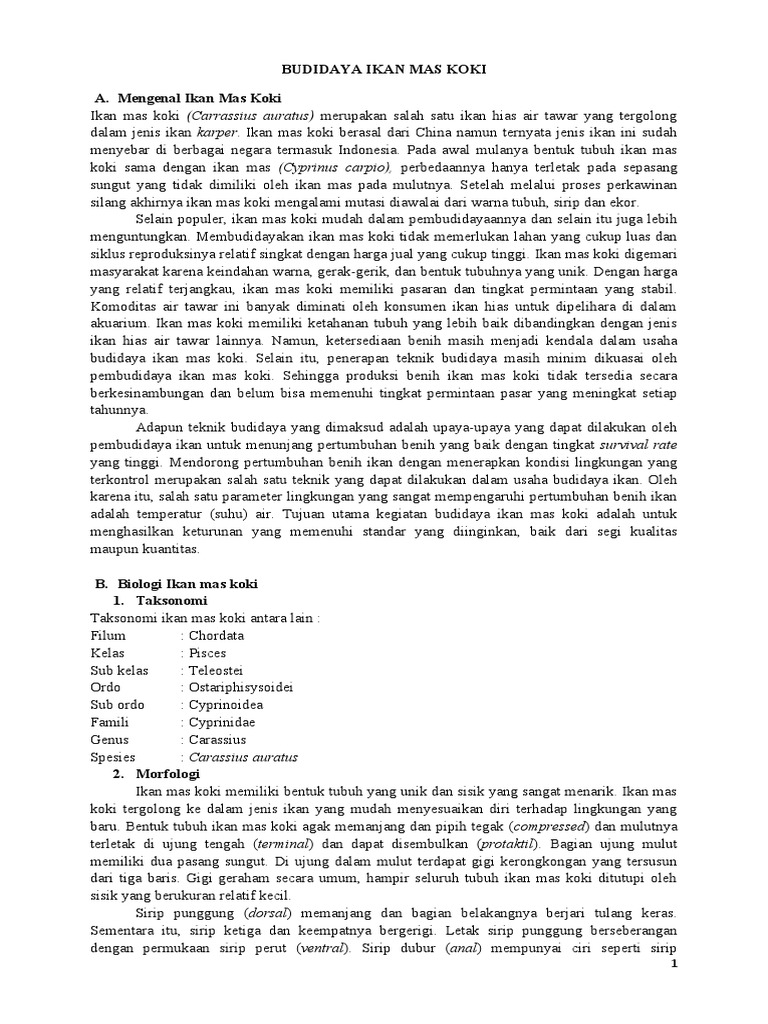 Budidaya Ikan Koki | PDF
