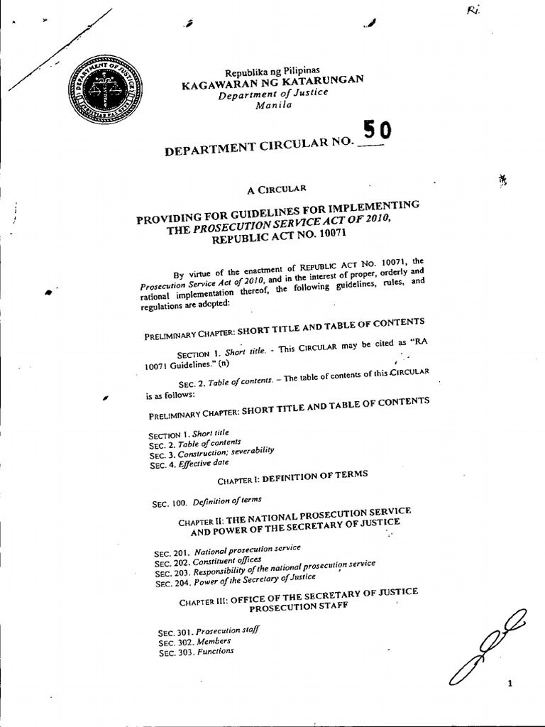DC 050 Providing For Guidelines For Implementing The Prosecution ...