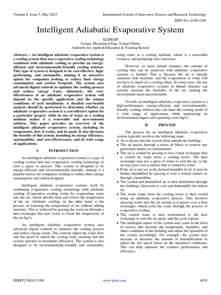 Intelligent Adiabatic Evaporative System | PDF | Efficient Energy Use | Humidity