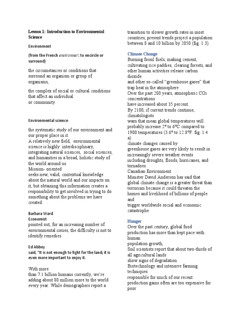 Lesson 1 | PDF | Sustainability | Climate Change
