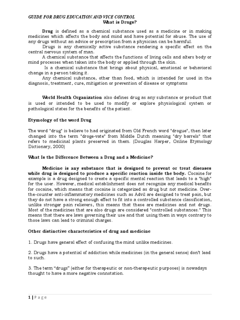 Drug Education and Control Guide | PDF | Stimulant | Dose (Biochemistry)