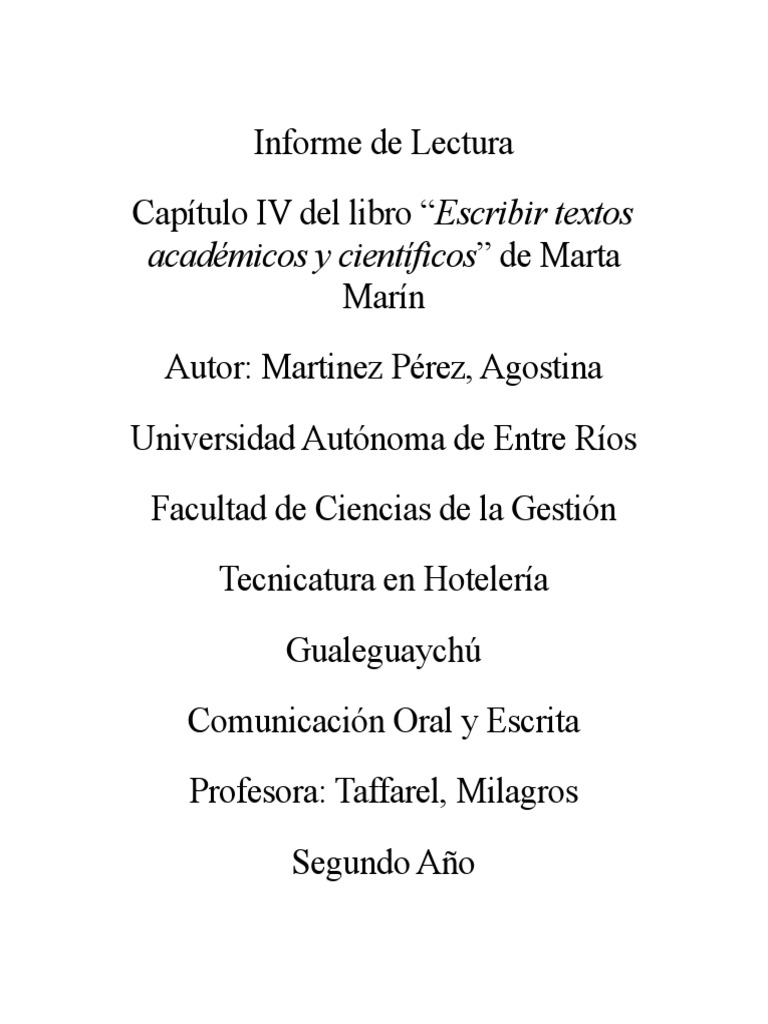 Informe de Lectura | PDF Informe de Lectura | PDF