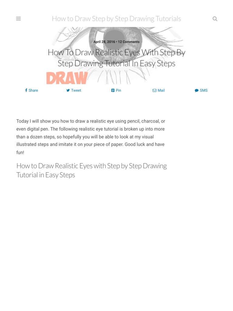 How To Draw Realistic Eyes With Step by Step Drawing Tutorial in | PDF