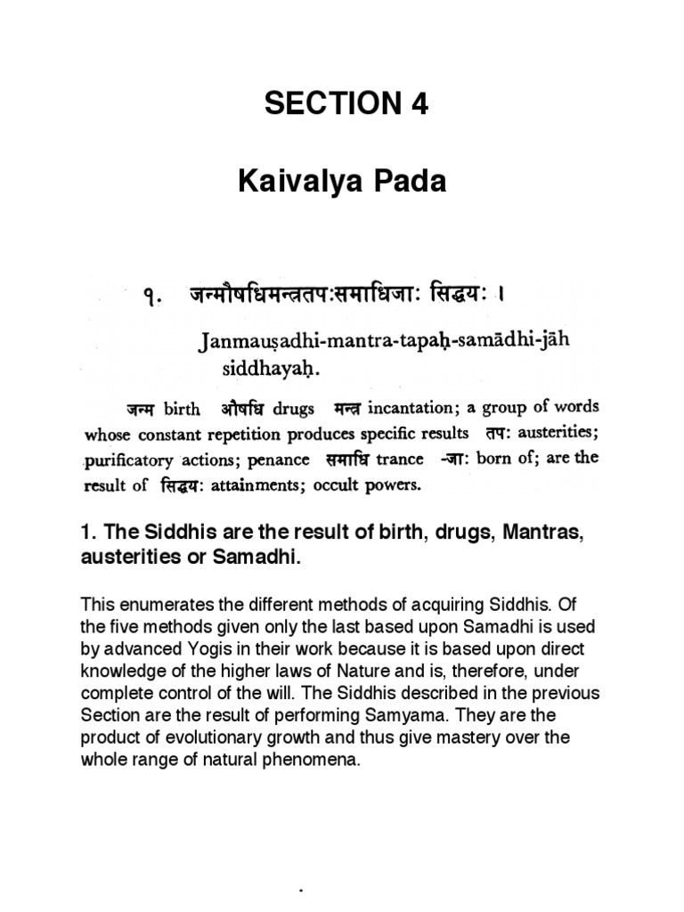 Kaivalya Pada | PDF | Mind | Moksha