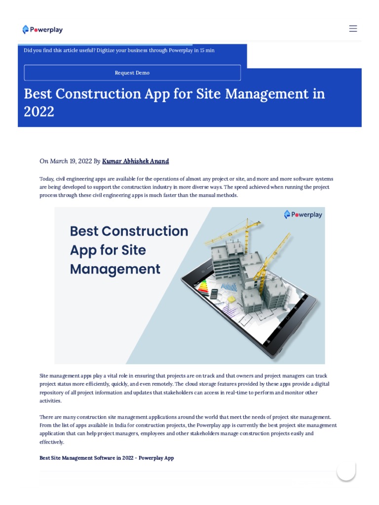 Construction App For Site Management | PDF | Mobile App | Application Software