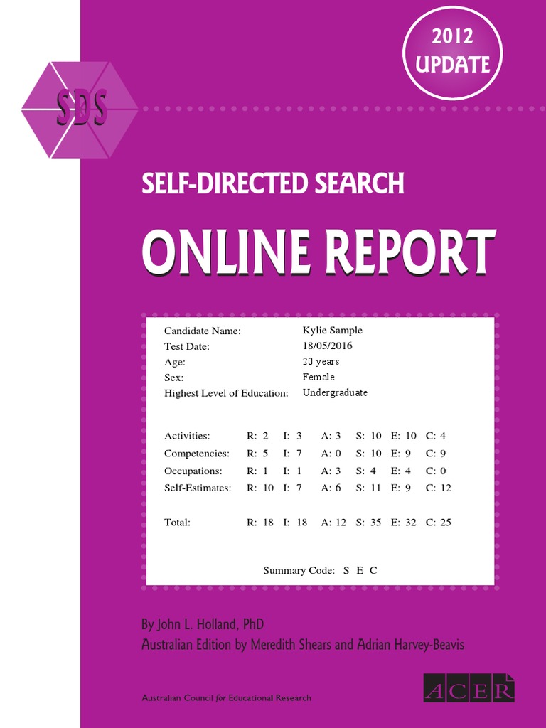 SDS Career Assessment Report | PDF | Machinist