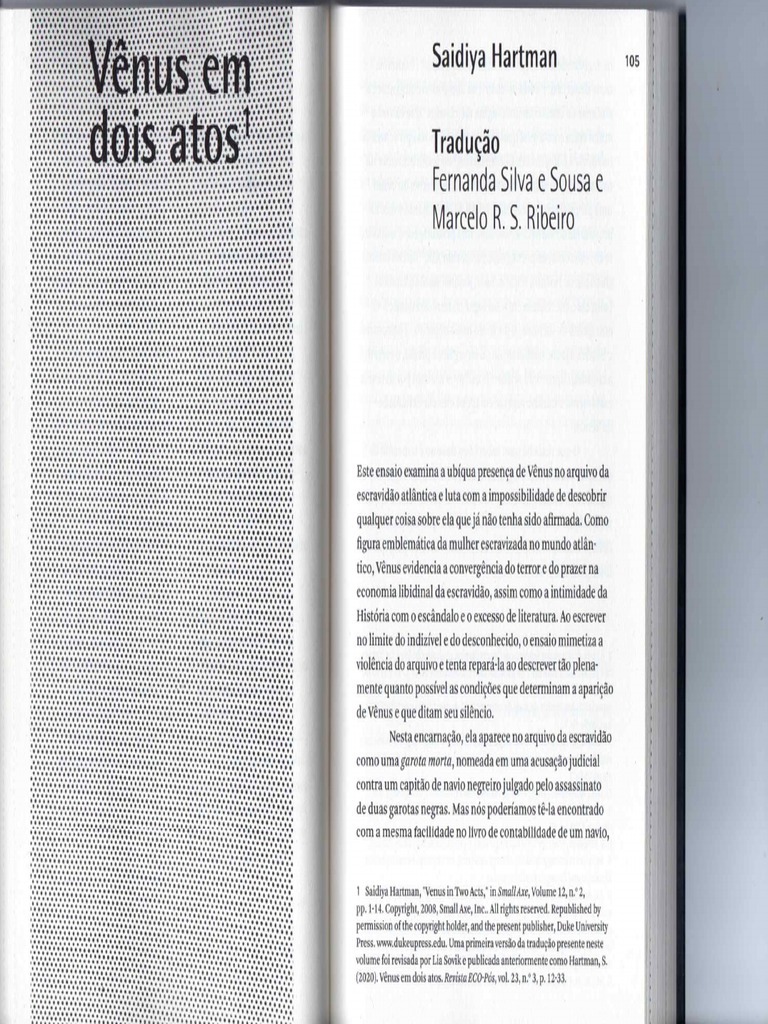 HARTMAN Venus em Dois Atos | PDF