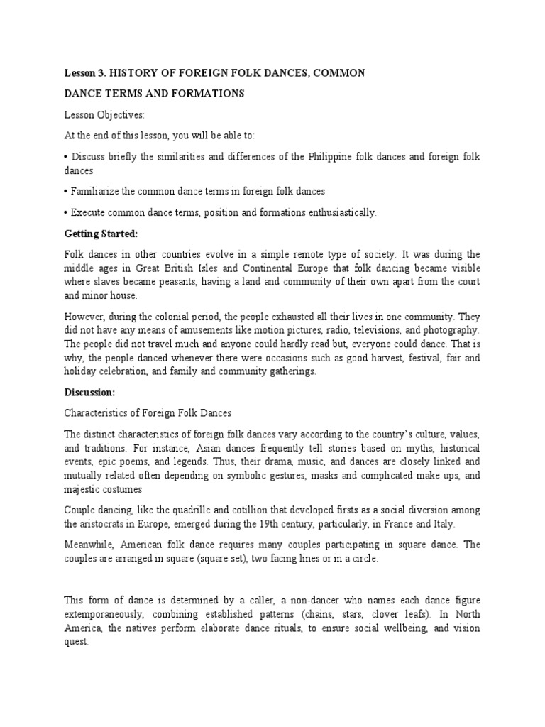 Overview of Foreign Folk Dances | PDF | Art