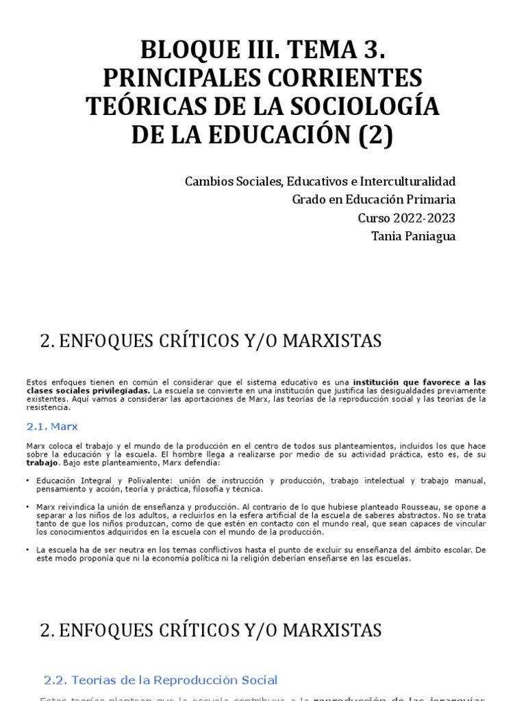 3 PDF. Corrientes Teoricas Sociología Educación | PDF | Ideologías ...