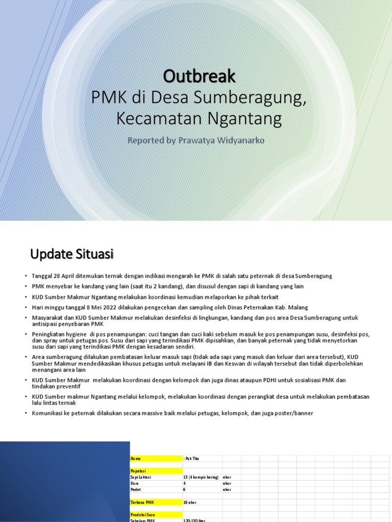 PMK Di Desa Sumberagung Kecamatan Ngantang | PDF